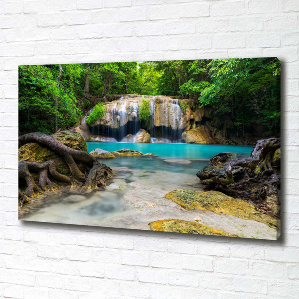 Union Rustic Wasserfall im Wald - Kunstdrucke auf Leinwand | Wayfair.de
